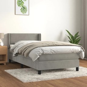 Box spring postel s matrací světle šedá 90x190 cm samet,  3130871