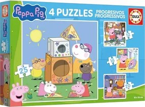 EDUCA Puzzle Prasátko Peppa 4v1 / (12  16  20  25 dílků) / od 3 let