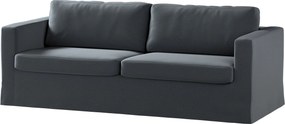 Potah na pohovku IKEA  Karlstad 3-místná, nerozkládací, dlouhý barva šedá látka sametová