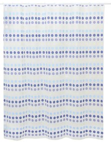 Erga Punti, sprchový závěs s háčky (12ks) 200x180 cm, modrá, ERG-08092