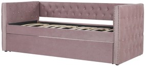 Výsuvná postel v růžovém sametu 90 x 200 cm GASSIN Beliani