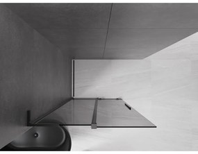 Mexen Velar L, posuvná sprchová zástěna Walk-in 100 x 200 cm, 8mm šedé sklo, černá matná, 871-100-003-43-70