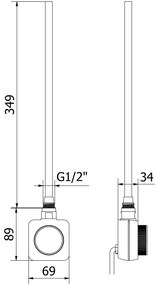 Mexen Mars, elektrické topné těleso 900 x 400 mm, 300 W, černá, W110-5900-400-6300-70