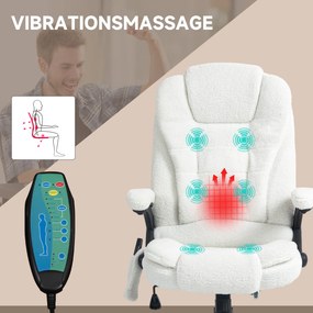 Kancelářská židle Vinsetto s vibračním masážním systémem, ergonomická židle s vyhříváním, sklápěcí funkce, výškově nastavitelná exekutivní židle s dá…