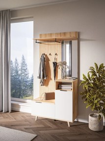 Předsíňová stěna Nordic 100 cm dub Evoke/bílá