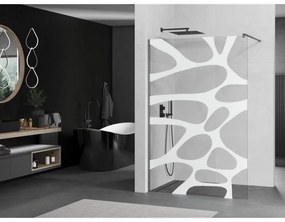 Mexen Kioto, sprchová zástěna Walk-In 90 x 200 cm, 8mm čiré sklo bílý vzor, ​​grafitový profil, 800-090-101-66-97