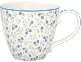 GREEN GATE Hrnek Florali White 300 ml, modrá barva, porcelán