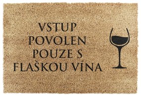 Rohožka z přírodního kokosového vlákna Artsy Doormats Flaška Vína, 40 x 60 cm