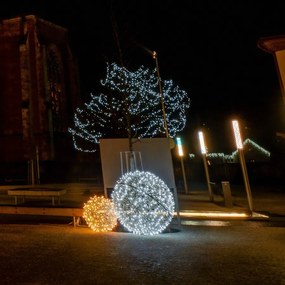 3D LED svítící koule na zahradu, pr. 60 cm, teple bílá, černý kabel, IP67, hliník, Easy fix