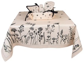 Béžový košík na pečivo s květinami Flora And Fauna – 35x35x8 cm