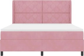 Postel s boxspringem s čelo Růžová 180 x 200 cm samet 3342079
