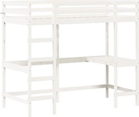 vidaXL Patrová postel se stolem voskově 90x190 cm masiv borovice [842859] Barva: Bílá