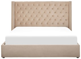 Sametová postel s úložným prostorem160 x 200 cm béžová LUBBON Beliani