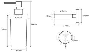 Sapho Sapho, X-ROUND závěsný dávkovač tekutého mýdla 230ml, mléčné sklo, chrom, XR101
