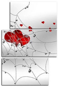 Obraz na plátně - Srdce v stříbrné pavučině - obdélník 778C (120x80 cm)