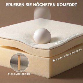 HOMCOM dvoumístná pohovka, malá čalouněná sedačka s efektem lnu pro obývací pokoj, ložnici a malé prostory — krémová (117 × 56,5 × 77 cm)