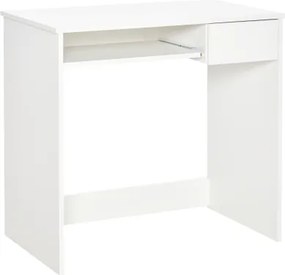 HOMCOM kancelářský psací stůl, 80x45x75 cm úsporný stůl s výsuvem na klávesnici, zásuvkou na dokumenty, bílý