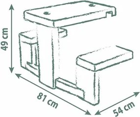 SMOBY Stoleček Life zeleno-šedá / se 2 lavicemi / 81 × 54 × 49 cm / od