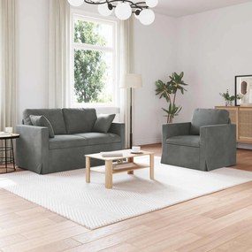 Set pohovek 2 ks Tmavě šedá samet 3407508