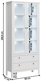 Kondela Vitrína 2W2S, bílá, OLJE