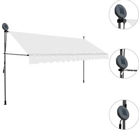 vidaXL Marketos Ručně zatahovací markýza s LED světlem 400 cm krémová