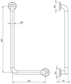 Deante příslušenství, nástěnný držák 371x671 mm, levý, chromová, DEA-NIL_0L1D