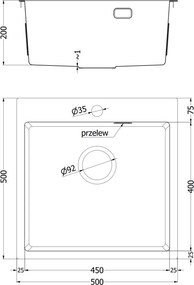 Mexen Solix, 1-komorový nerezový dřez 500 x 500 mm, broušená měď, vzor voština, 6407501000-65HC