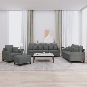 4dílná sedací souprava s polštáři tmavě šedá textil 3201641