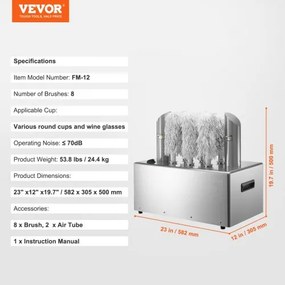 Leštič sklenic na víno s 8 kartáči Lešticí stroj 156,1 l/H pro barovou restauraci