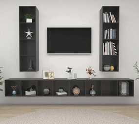 vidaXL Nástěnné TV skříňky 4 ks kompozitní dřevo [3079890] Barva: šedá s vysokým leskem
