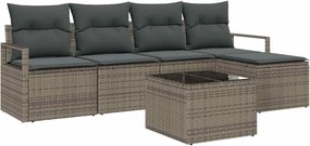 Set pohovek 6 ks Světle šedá polyratan 3355018