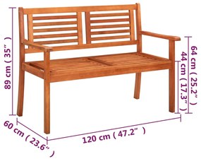 vidaXL Marketos 2místná zahradní lavice s poduškou 120 cm masivní eukalyptus