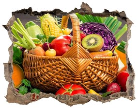 Wallmuralia Nálepka 3D díra Koš zeleniny ovoce 95x64 cm