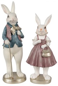 Figurka králičí slečny v růžových šatičkách a zlatou kabelkou – 27 cm