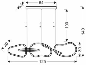 LED Lustr na lanku ANNELI LED/45W/230V 125 cm zlatá