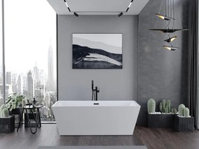Mexen Lita volně stojící vana 170 x 75 cm, bílá, černý přepad - 52121707500-70