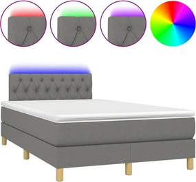 Box spring postel s matrací a LED tmavě šedá 120x190 cm textil 3270110