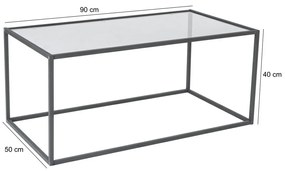 Konferenční stolek Lizbon Black s tmavým sklem