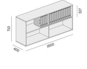 Kancelářský regál BLOCK, 1600 x 400 x 710 mm, bílá