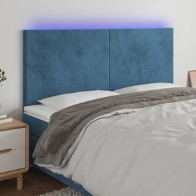 Čelo postele s LED tmavě modré 180x5x118/128 cm samet 3122208