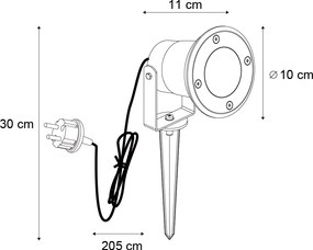 Bodové světlo se zemním hrotem béžové GU10 50mm nastavitelné IP65 vč. kabelu a zástrčky - Basic