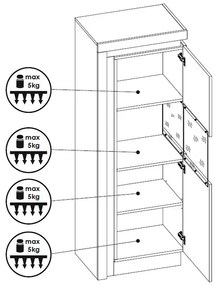Nízká vitrína Lyon, bílá lesk, s osvětlením, pravá