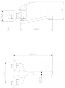 Baterie umyvadlová/dřezová, 100mm, ram. 20cm, 35mm, chrom, BALLETTO
