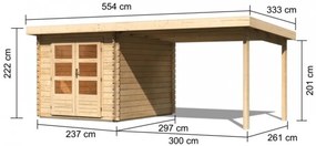 Dřevěný zahradní domek BASTRUP 4 s přístavkem Lanitplast Antracit