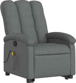 Zvedací masážní polohovací křeslo tmavě šedé textil 3204105