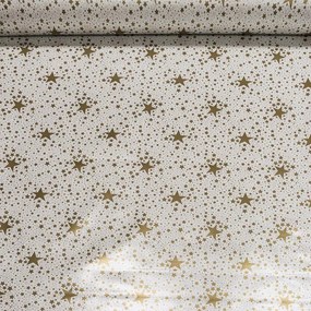 RexDeco Ubrus PVC s textilním podkladem 226/1 vánoční, zlaté hvězdy na bílé, š.140cm (metráž)