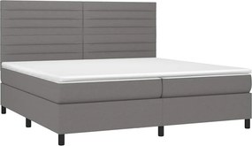 Box spring postel s matrací a LED tmavě šedá 200x200 cm textil 3134982