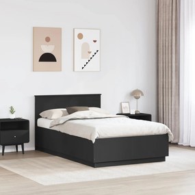 Rám postele s čelo Černá 135 x 190 cm Kompozitní dřevo 3408174