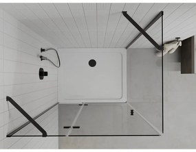 Mexen Roma sprchový kout s otočnými dveřmi 80 x 120 cm, Průhledné, Černá + sprchová vanička Flat, Černá - 854-080-120-70-00-4070
