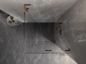 Mexen Lunar-F L, sprchový kout pravý 80 x 80 cm, 8mm čiré sklo, profil růžové zlato, 836L-080-080-60-00-P